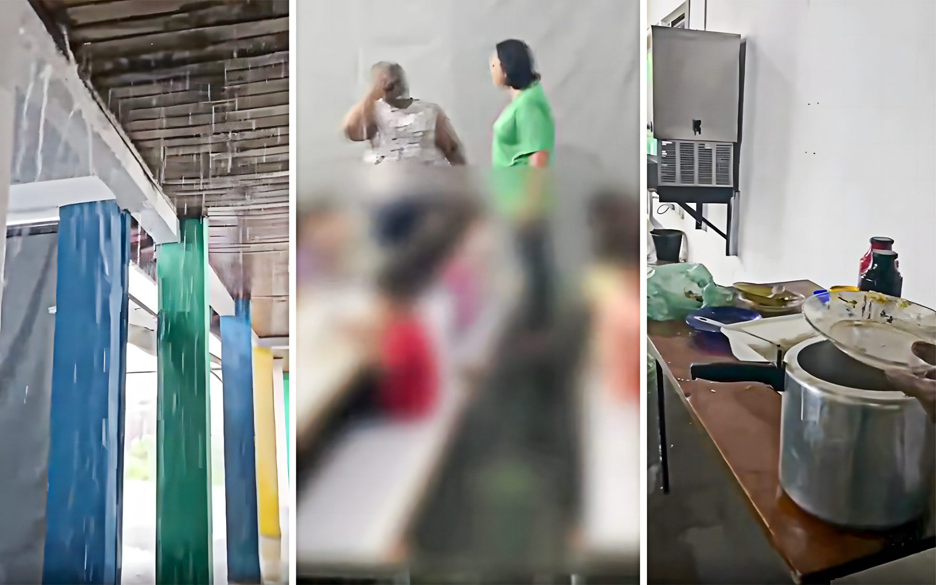 Crianças jantam em meio à água da chuva dentro da escola e pais cobram ...