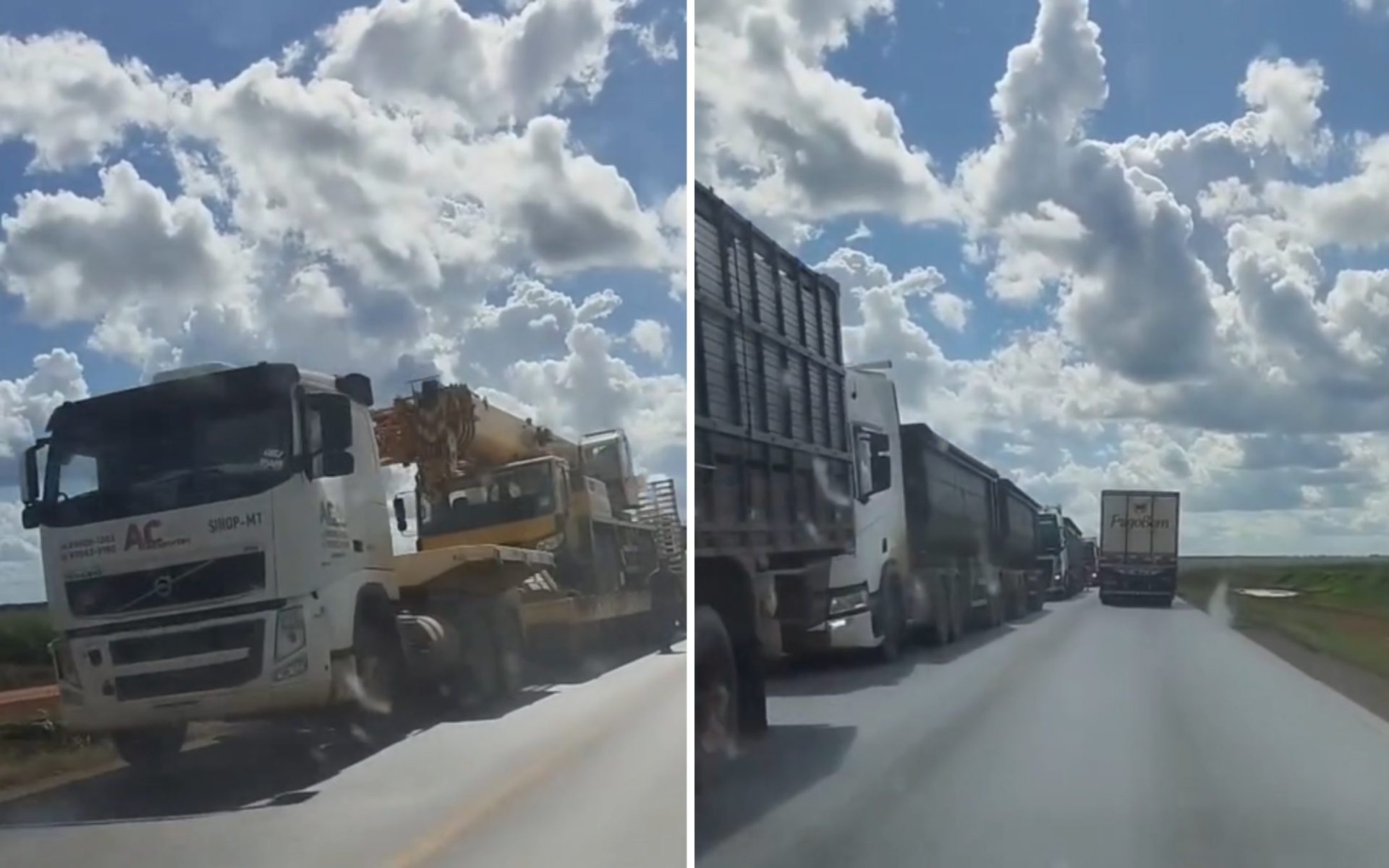 Carreta quebra na BR-163 e trava trânsito por horas entre Nova Mutum e Lucas do Rio Verde; veja ...