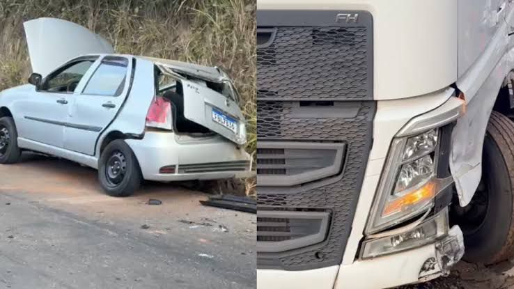 Acidente entre carro e carreta deixa 4 feridos na BR-352 na volta do feriado; veja vídeo ...
