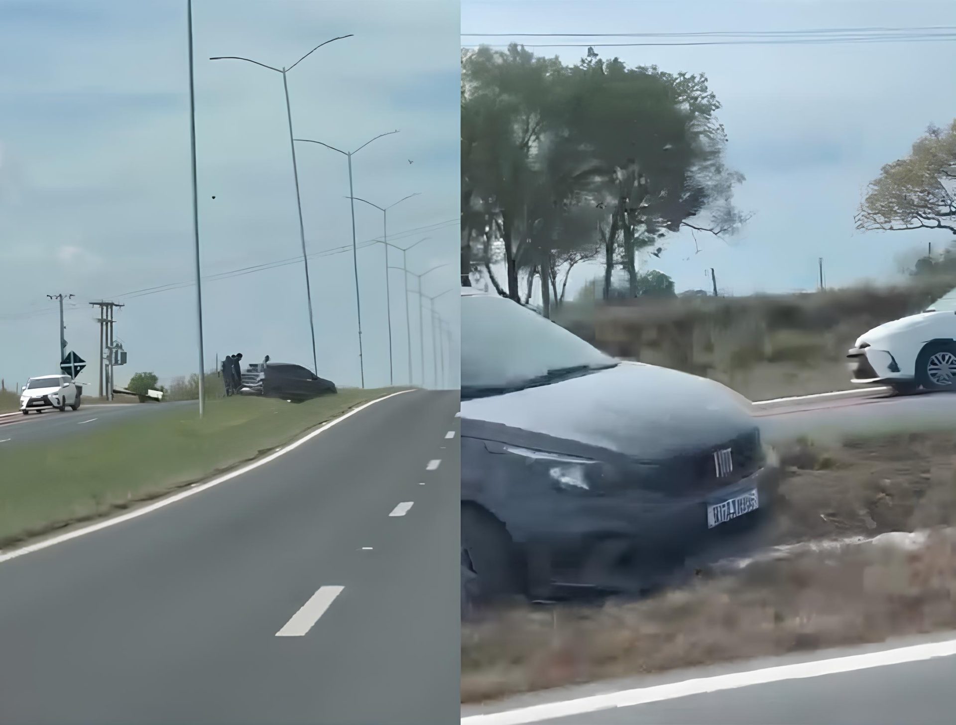 Motorista perde o controle e carro acaba preso no canteiro central na estrada de Chapada; veja ...